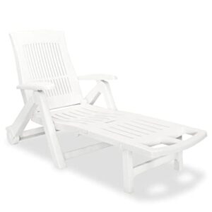 vidaxl sun lounger with footrest sunbed outdoor chair garden chair patio furniture weather resistant foldable for easy storage plastic white