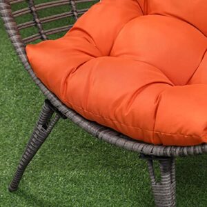 Outsunny Egg Chair w/Soft Cushion, Teardrop Cuddle Seat, Outdoor/Indoor, PE Plastic Rattan Furniture, Adjustable Height, Orange