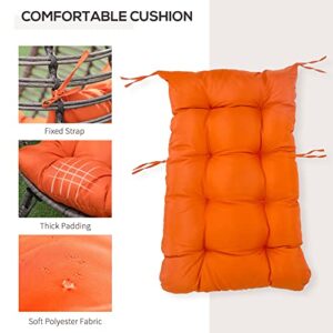 Outsunny Egg Chair w/Soft Cushion, Teardrop Cuddle Seat, Outdoor/Indoor, PE Plastic Rattan Furniture, Adjustable Height, Orange