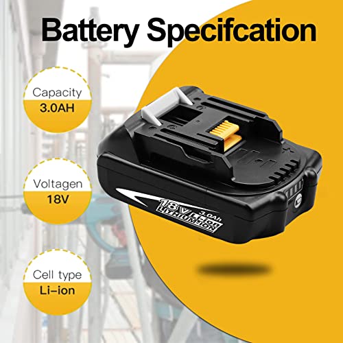 Zuliati Upgrade 3.0Ah 18 Volt BL1815 Lithium Ion Battery Replacement for Makita 18V Battery BL1815 BL1830 BL1860 BL1850 BL1840 BL1850B-2 BL1845 BL1815 BL1820 BL1860B with LED Indicator