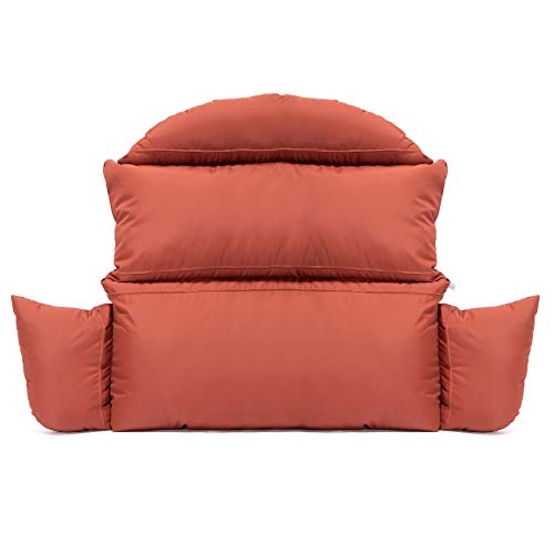 LeisureMod Hanging 2 Person Double Egg Swing Chair Cushion (Dark Orange)