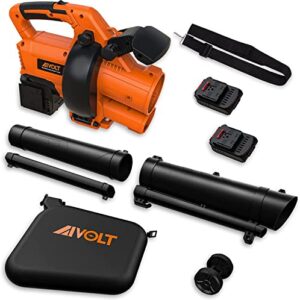 AIVOLT 40V Cordless Leaf Blower Vacuum - 600CFM 150MPH 3 in 1 Battery Powered Leaf Blowers/Mulcher with 2X 2.0 Ah Batteries and Quick Charger for Lawn Care and Snow Blowing