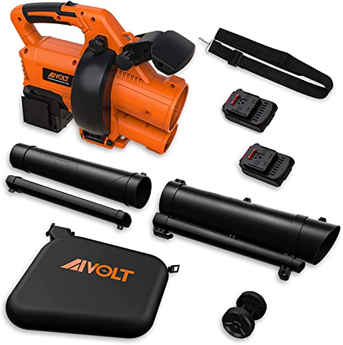 AIVOLT 40V Cordless Leaf Blower Vacuum - 600CFM 150MPH 3 in 1 Battery Powered Leaf Blowers/Mulcher with 2X 2.0 Ah Batteries and Quick Charger for Lawn Care and Snow Blowing