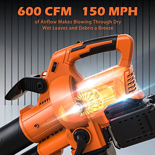 AIVOLT 40V Cordless Leaf Blower Vacuum - 600CFM 150MPH 3 in 1 Battery Powered Leaf Blowers/Mulcher with 2X 2.0 Ah Batteries and Quick Charger for Lawn Care and Snow Blowing