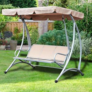 Pokerty Oxford Cloth Swing Seat Top Cover, Waterproof Swing Seat Top Cover Outdoor Rainproof Durable Anti Dust Protector(Beige)