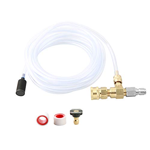 Sooprinse Chemical Injector Kit for High Pressure Washer, 4000 PSI Adjustable Soap Dispenser with a 1/4 Inch Black Soap Nozzle and Teflon Tape,16 Ft Siphon Hose, 3/8 Inch Quick Connect