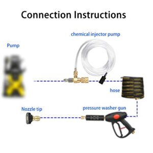 Sooprinse Chemical Injector Kit for High Pressure Washer, 4000 PSI Adjustable Soap Dispenser with a 1/4 Inch Black Soap Nozzle and Teflon Tape,16 Ft Siphon Hose, 3/8 Inch Quick Connect