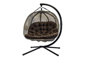 flower house hanging pumpkin loveseat chair with stand (bark/espresso)