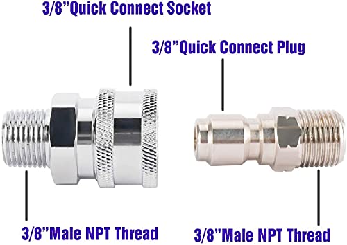 Toolly Stainless Steel High Pressure Washer Ball Valve Kit, 3/8 Inch Quick Connect for Power Washer Hose, 4500 PSI