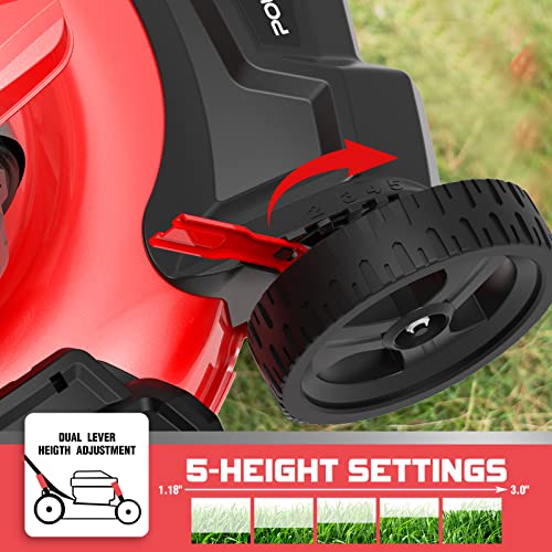 PowerSmart Gas Powered Push Lawn Mower 21 Inch 209 CC Engine, 3 in 1 Bag, Side Discharge, and Mulching Capabilities, DB2321PH Red