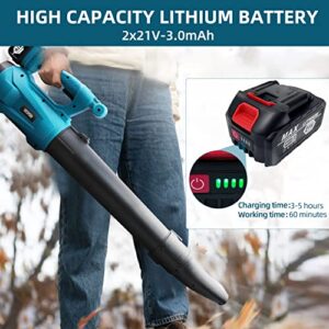 Electric Cordless Leaf Blower,460CFM 6-Gear Wind Speed Regulation, Lightweight Leaf Blower Cordless With Battery And Charger For Lawn Care, Patio, Blowing Leaves And Snow Electric Handheld Leaf Blower