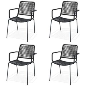 amazonia lancaster 4-piece chair set steel with a rope seat | ideal for outdoors