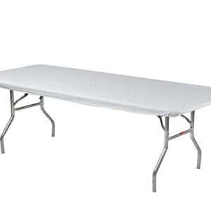 Kwik-Covers 8' Rectangle Plastic Table Covers 30" x 96", Bundle of 5 (White)