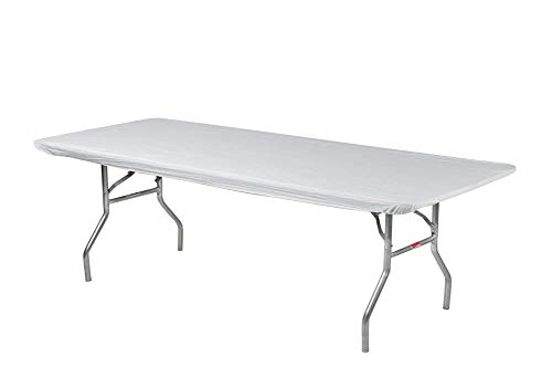 Kwik-Covers 8' Rectangle Plastic Table Covers 30" x 96", Bundle of 5 (White)