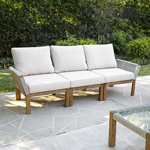 SEI Furniture Brendina Outdoor Sofa, Natural, White