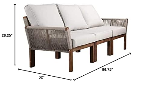 SEI Furniture Brendina Outdoor Sofa, Natural, White