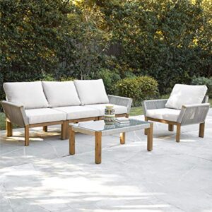 SEI Furniture Brendina Outdoor Sofa, Natural, White