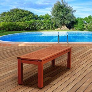 Outdoor Living and Style 52" Brown Richfield Eucalyptus Patio Backless Bench