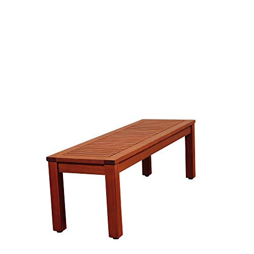 Outdoor Living and Style 52" Brown Richfield Eucalyptus Patio Backless Bench