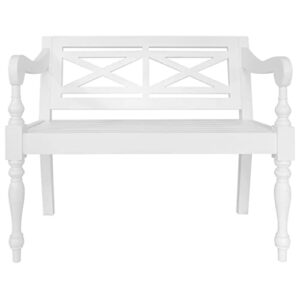 ZQQLVOO Bench with Back and Seat for Outdoors Lawn Yard Porch,Grand Patio Outdoor Bench Garden Bench with Armrests,Bench 38.6" Solid Mahogany Wood White