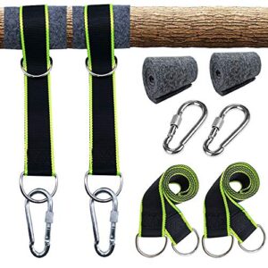 xinlinke tree swing strap hanging kit holds 220lbs, set of two 5ft extra long straps, 2 heavy duty hooks, 2 tree protectors, perfect for hammocks and most swing seats