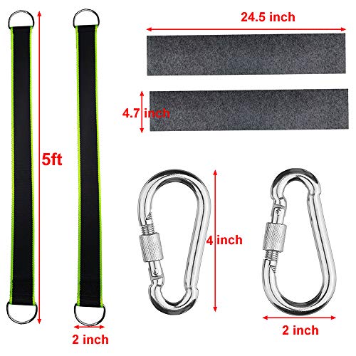 Xinlinke Tree Swing Strap Hanging Kit Holds 220lbs, Set of Two 5ft Extra Long Straps, 2 Heavy Duty Hooks, 2 Tree Protectors, Perfect for Hammocks and Most Swing Seats