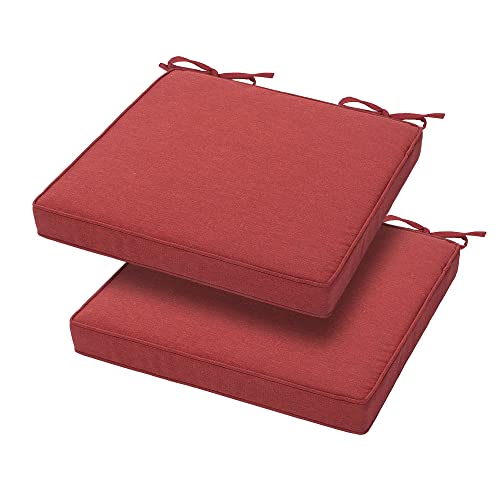 Magpie Fabrics 18"x18"x2.5" Square Corner Seat Cushion, 2 Pack, Indoor/Outdoor Waterproof Weather Resistant Universal Seat Cushions Chair Pads, for Patio Garden Dining Office Floor (Red Wine)