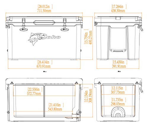 COHO Quick and Cool 55QT Rotomolded Cooler | Beverage Cooler and Camping Cooler for Beach, Kayak, Hiking, Outdoor, and Travel | Insulated Cooler and Heavy Duty Cooler and Ice Box | 55 Qt