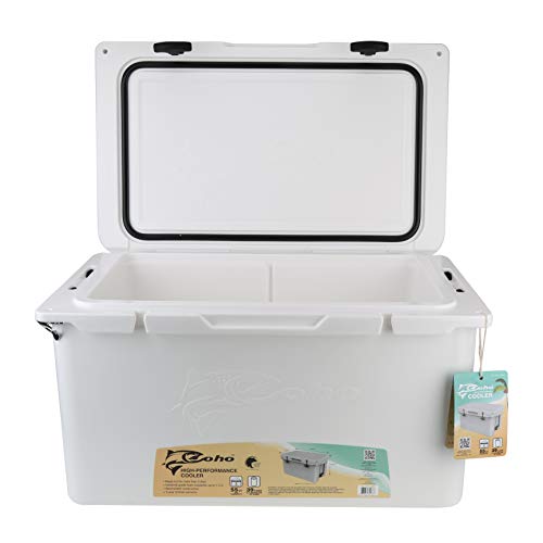 COHO Quick and Cool 55QT Rotomolded Cooler | Beverage Cooler and Camping Cooler for Beach, Kayak, Hiking, Outdoor, and Travel | Insulated Cooler and Heavy Duty Cooler and Ice Box | 55 Qt