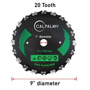 CALPALMY (2-Set) 9" x 20T Chainsaw Tooth Brush Blades Tool Kit, – 2 Blades, 3 Assorted Round Files and 4 Washers | for Cutter, Trimmer, Weed Eater | Made from Carbon Steel, Cuts Like Butter