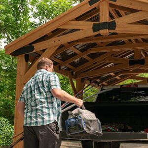 Backyard Discovery Norwood 20 ft. x 12 ft. All Cedar Wooden Carport Pavilion Gazebo with Hard Top Steel Roof