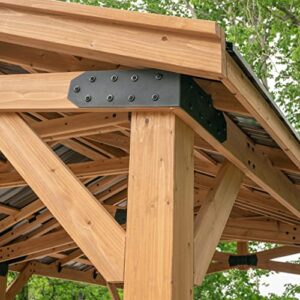 Backyard Discovery Norwood 20 ft. x 12 ft. All Cedar Wooden Carport Pavilion Gazebo with Hard Top Steel Roof