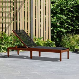 amazonia chaise 1-piece patio sling lounger | eucalyptus wood | ideal for outdoors and poolside, black