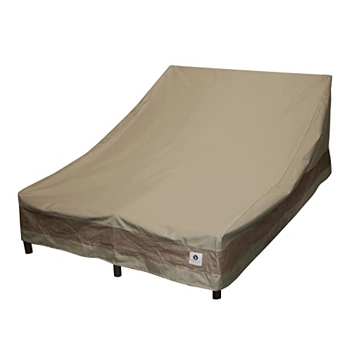 Duck Covers Elegant Waterproof 82 Inch Double Wide Patio Chaise Lounge Cover, Patio Furniture Covers, Swiss Coffee