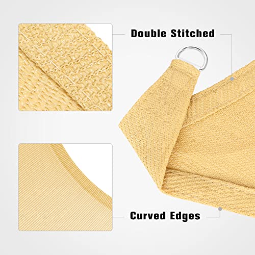 MR. COVER Triangle Sun Shade Sail 16 x 16 x 16 ft Rectangle for Patio Garden Backyard Outdoor Facility, Rip-Resistant & UV-Block, Double Stitched, Sand Color