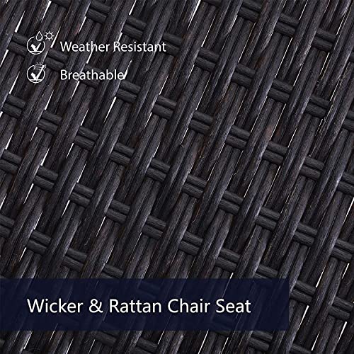 Sophia & William Patio Wicker Dining Chairs Set of 2, Rattan Cushioned Armrest Sofa Chairs with Thick Cushion, 2 Piece Rattan Single Sofa Chair for Patio,Deck,Porch,Yard