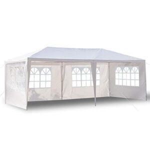 outvita outdoor party tent, patio wedding gazebo waterproof white canopy with sidewalls party wedding tent cater events pavilion beach bbq (10’x20′)