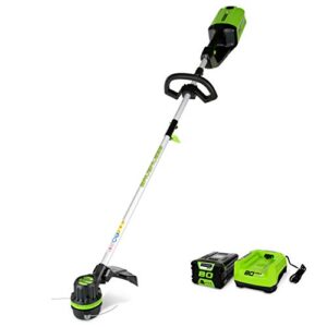 greenworks 80v 16 inch brushless string trimmer, 2.0ah battery & rapid charger included, st80l210