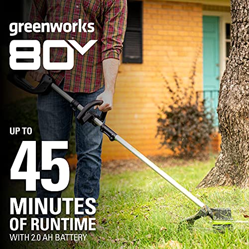 Greenworks 80V 16 inch Brushless String Trimmer, 2.0Ah Battery & Rapid Charger Included, ST80L210