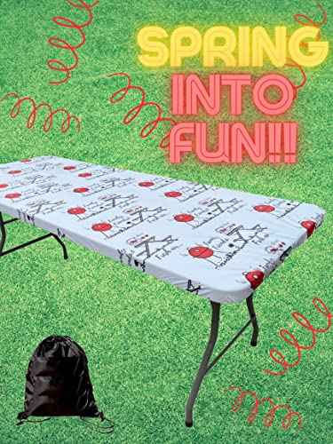 California Trendz Fitted Tablecloth Rectangle Cover 6 Ft Folding Table-Size 30x72 in.Flannel Backed Vinyl Plastic Tablecloth,Elastic Table Cover,Waterproof Fitted for Camping,Patio,Outdoor