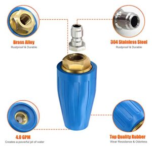 PENSON & CO. 4.0 GPM Turbo Rotary Rotating Nozzle for Pressure Washer 1/4" Quick Connect 5000PSI, Blue (TBN-0040-BL)