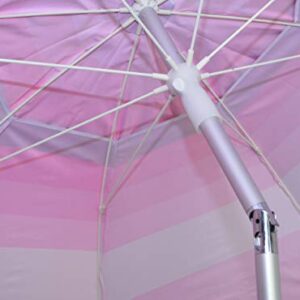 DestinationGear 7 ft Wide Striped Pink Beach Umbrella with Travel Bag