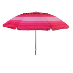 DestinationGear 7 ft Wide Striped Pink Beach Umbrella with Travel Bag