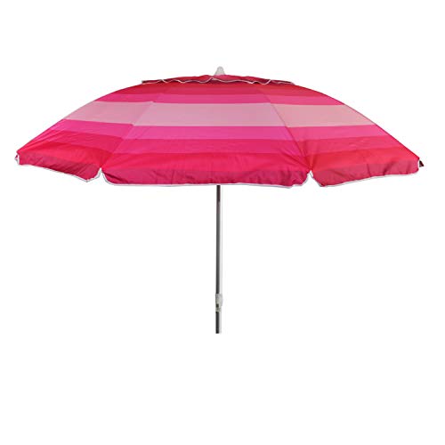 DestinationGear 7 ft Wide Striped Pink Beach Umbrella with Travel Bag