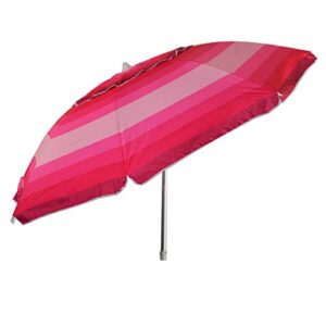 DestinationGear 7 ft Wide Striped Pink Beach Umbrella with Travel Bag