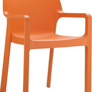 Compamia Diva Resin Outdoor Patio Dining Arm Chair in Orange (Set of 4)