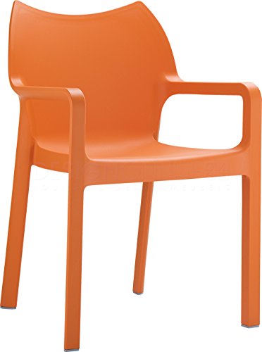 Compamia Diva Resin Outdoor Patio Dining Arm Chair in Orange (Set of 4)