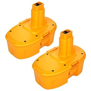 2-pack 18v dc9096 replacement battery compatible with dewalt 18-volt ni-mh battery dc9098 dc9099 dw9095 dw9096 dw9098 de9038 de9039 de9098 cordless power tools, yellow