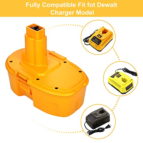 2-Pack 18V DC9096 Replacement Battery Compatible with Dewalt 18-Volt Ni-Mh Battery DC9098 DC9099 DW9095 DW9096 DW9098 DE9038 DE9039 DE9098 Cordless Power Tools, yellow