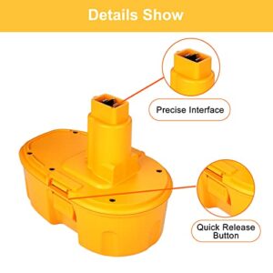 2-Pack 18V DC9096 Replacement Battery Compatible with Dewalt 18-Volt Ni-Mh Battery DC9098 DC9099 DW9095 DW9096 DW9098 DE9038 DE9039 DE9098 Cordless Power Tools, yellow